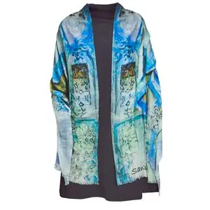 SANIYA KHAN Themes Of Antiquity Scarf - Blue