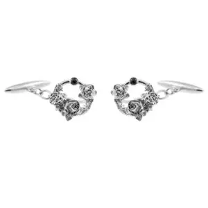 LEE RENEE Silver / Black Black Diamond Rose Halo Cufflinks Silver - Silver/black