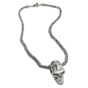 TG-JEWELLERY BY TAMARA GERVASIO Japanese Good Luck Skull Necklace In Sterling One Of A Kind - Silver