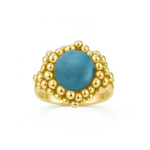 UNALOE Gold / Blue Gold Vermeil Natural Amazonite Statet Ring – Sterling Silver Blue Green Fine Jewelry - Gold/blue