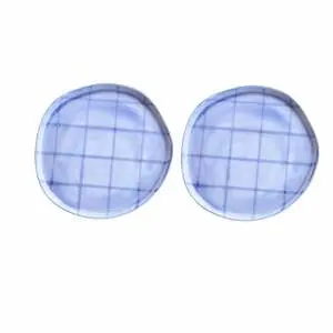 Lali Design Studio Aqua Grid Porcelain Dessert Plates Set Of Two With Gold Detail - Blue