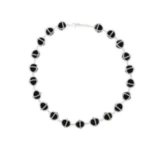 MHART Caged Onyx Necklace - Silver