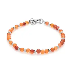 NELLOU JEWELLERY Jewel Bead July Birthstone Bracelet Sterling Silver Carnelian - Orange