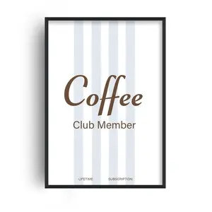 FANCLUB Blue / Brown Coffee Club Member Giclée Kitchen Art Print A2 - Blue/brown