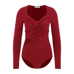 MAAN ISTANBUL Folds Detail Bodysuit The Wild Rose - Red