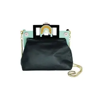 GISSA BICALHO Handmade Acrylic Clutch Maya & Candy Pink - Black