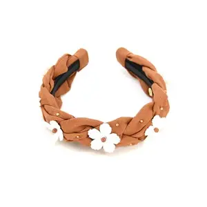 ADIBA Rust Beaded Floral Handmade Headband Brown