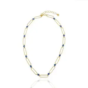 RARE MATTERS JEWELRY Crystal Link Necklace Blue