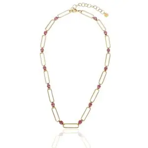 RARE MATTERS JEWELRY Crystal Link Necklace - Pink