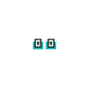 GISSA BICALHO Handmade Acrylic Earring S Deco Rectangular Cut-off Stone Turquoise - Blue