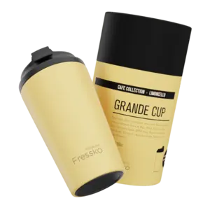 Fressko Grande 16oz / 475ml Reusable Coffee Cup, Stainless Steel Limoncello - Yellow