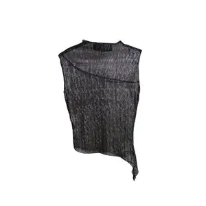 AMORTIZIA Belladona Top Metallic Shimmer Asymmetric Top - Grey