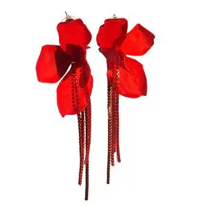 LAURA DAILI Crimson Blossom Earrings - Red
