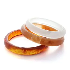 HYE JANE JEWELRY Neutrals Honey Tortoise Resin Bangle Set - Brown