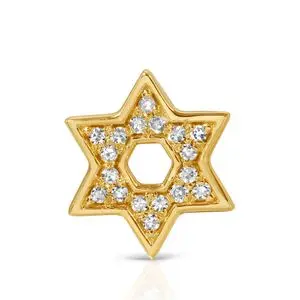 Maya Brenner Designs Pavé Charm Stud 14k Yellow Star Of David - Gold