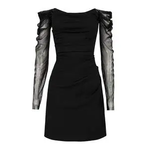 ALINA CERNATESCU Umbra Wool Off-shoulder Mini Dress