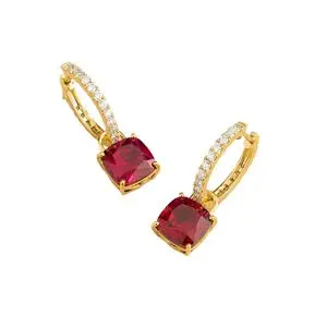JUVETTI  Gold / White / Red Oreol Gold Earrings Set With Ruby & Diamond - Gold/white/red