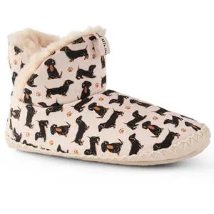 BEDROOM ATHLETICS All Over Dachshund Print Slipper Boots - Beige