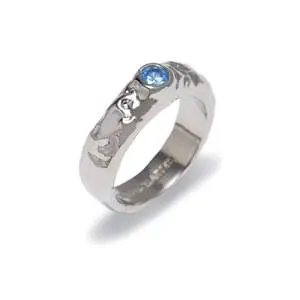 CLASSICHARMS Blue / Silver Sylvie Silver Molten Gemstone Stackable Ring - Blue/silver