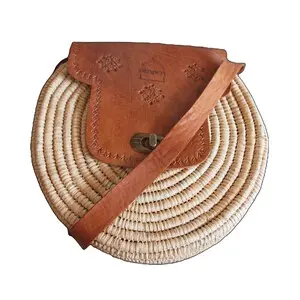 BERBER LEATHER Neutrals The Safi Rattan Cross-body Bag Tight Weave - Black