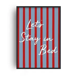 FANCLUB Red / Blue Let's Stay In Bed Exclusive Striped Retro Art Print A2 - Red/blue