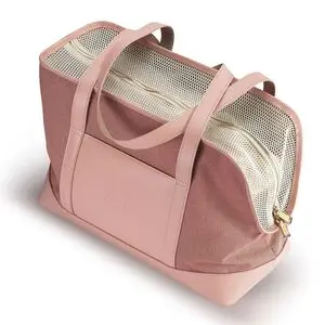 Zoë Pet Atelier Leather & Canvas Lightweight Dog Carrier - Pink