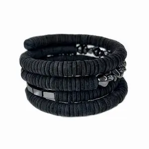 WAIWAI Continuous Coil Hematite Cuff - Black