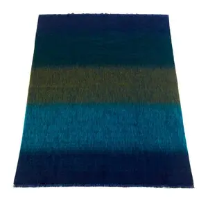 ELISKÁ Large Mohair Shaded Throw In Midnight - Blue