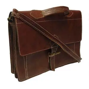 BERBER LEATHER The Casablanca Large Satchel In Dark - Brown