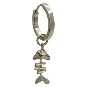 FRENVYRN Mars Sterling Fish Bone Huggie Hoop Earring Single - Silver