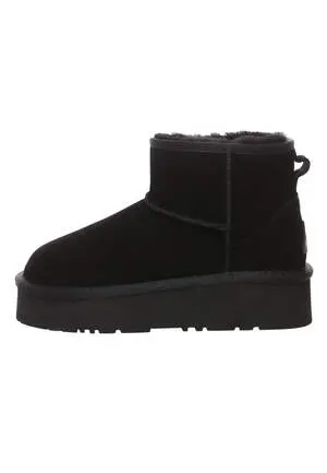 EVERAU AUSTRALIA Dusky Leather Platform Short Boots - Black