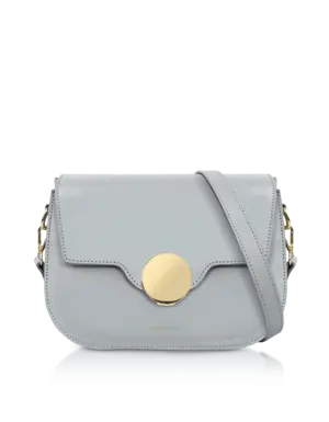 LE PARMENTIER San Pedro Gray Leather Shoulder Bag - Blue