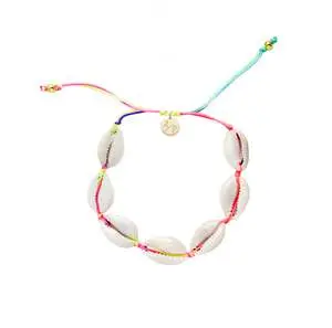 ADRIANA PAPPAS DESIGNS Mini Natural Shell Bracelet On Colored Cord - Pink