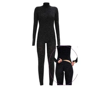 MONOSUIT Turtleneck Long Sleeve Full Seamless Eco Bodysuit - Black