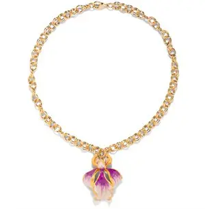 THE PINK REEF Single Sculpted Iris Necklace In Tropic - Pink