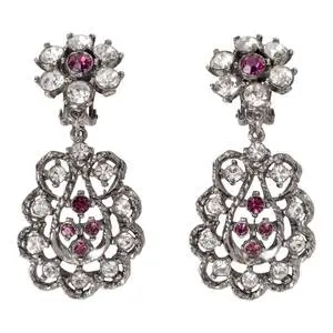 CARAMEL VINTAGE JEWELLERY Vintage Plated Precious Statet Earrings - Silver