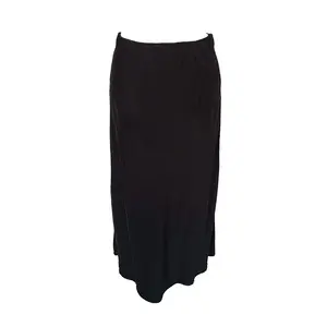Haris Cotton Midi Skirt In Satin Viscose With Elastic Waist And Darts - Black