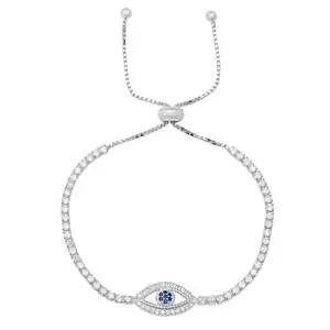 KYLIE HARPER Evil Eye Adjustable Bracelet In Sterling - Silver