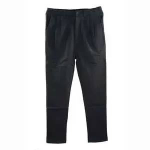 SMART AND JOY Slim-fit Cotton Jacquard Tapered Trousers - Black