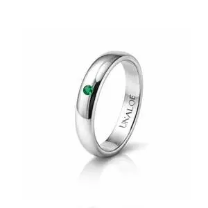UNALOE Green / Silver Smooth Sterling Silver Band Ring With Emerald: A Symbol Of Balance And Renewal - Green/silver