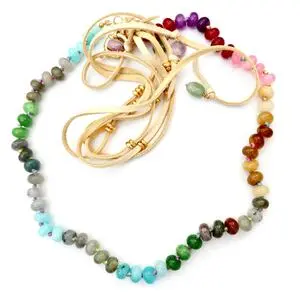 Persia Donà Jewelry Boho Rainbow Gemstone Necklace - Black