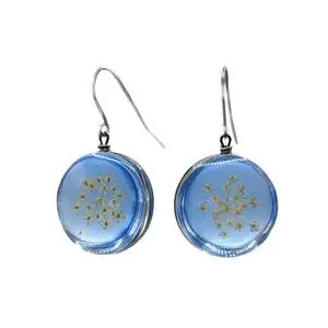 LAURA DAILI Blue / Silver Queen Anne’s Lace Glass Earrings - Blue/silver