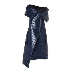 METAMORPHOZA Long Puffer Vest With Zipper In Dark