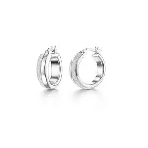 GOLD & HONEY Glitter Huggie Hoops - Silver
