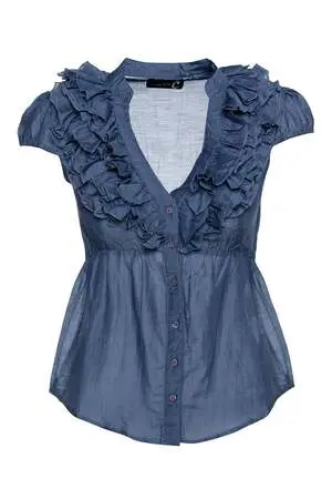 CONQUISTA Sleeveless Ruffle Detail Top - Blue
