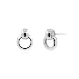 Côté Caché Hanging Hoop Stud Earrings - Silver
