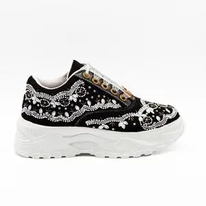 RETTROSE Ava Luxury Suede Handmade Embellished Trainers