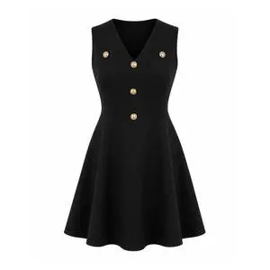 GIRL IN MIND Mika Button Up Mini Skater Dress - Black