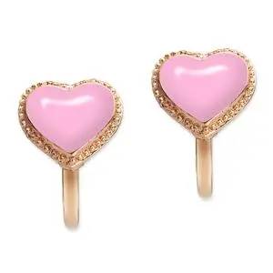 Grossé Pink Enamel Heart Clip On Earrings, Series Pop Heart - Gold