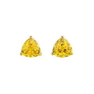 JUVETTI  Gold / Yellow Trillion Gold Earrings Set With Yellow Sapphire Gold/yellow